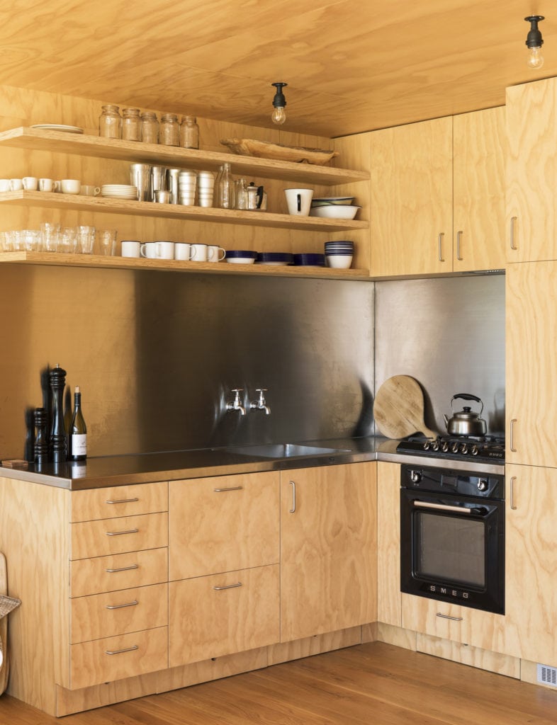 This impressive shed-like bach on Kawau can only be reached by boat